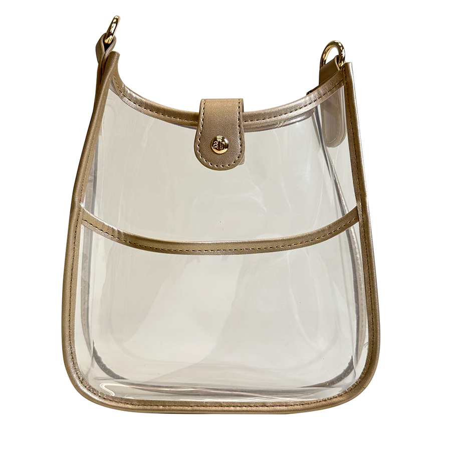 Ahdorned Clear Mini Stadium Approved Messenger Bag w/ Gold Trim– Pink ...
