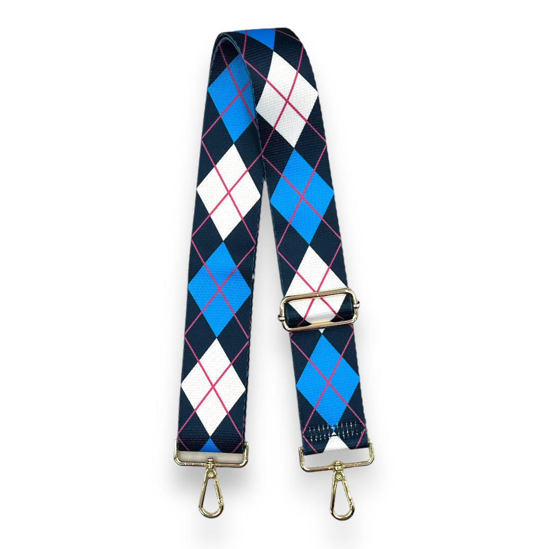 AHDORNED Black & Royal Interchangeable Argyle Crossbody Guitar Strap ...