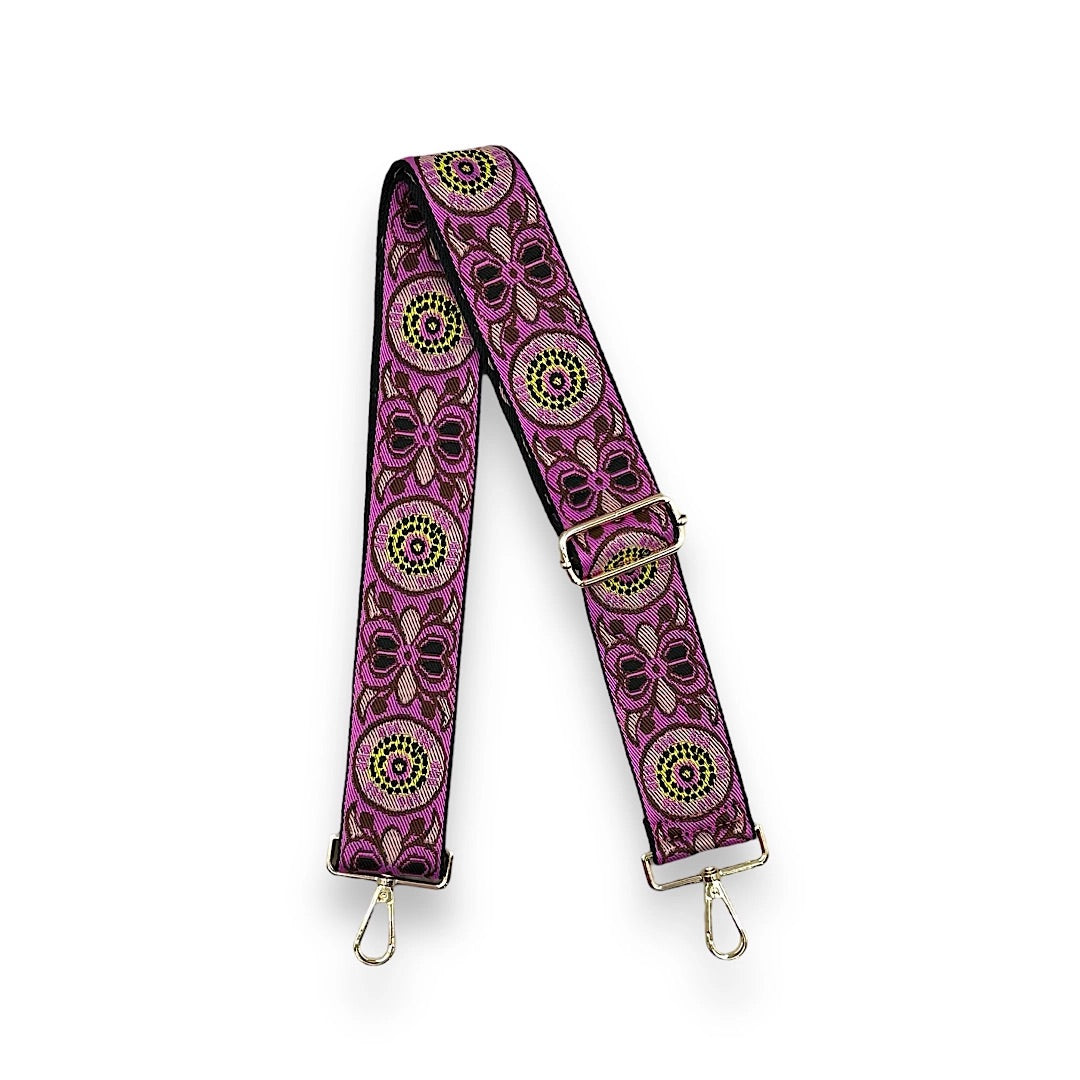 AHDORNED Foulard Embroidered Interchangeable Crossbody Straps– Pink Dot ...