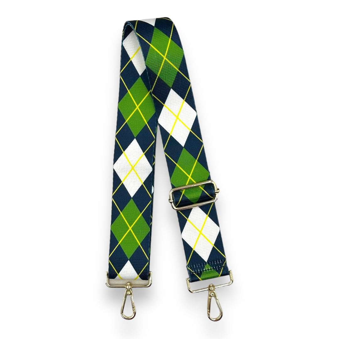 AHDORNED Black & Green Interchangeable Argyle Crossbody Guitar Strap ...