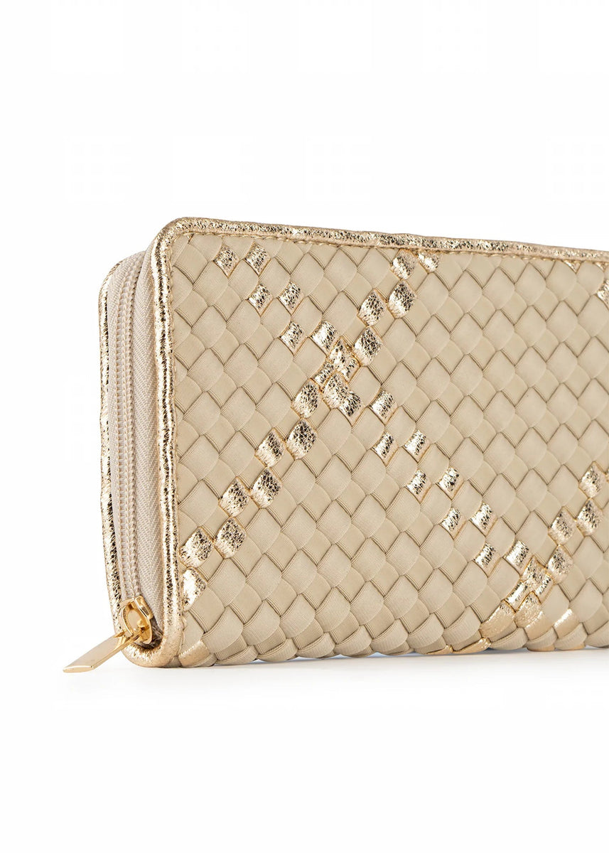 Haute Shore Full Size Beige Woven Neoprene Wallet - Cash Buff– Pink Dot ...
