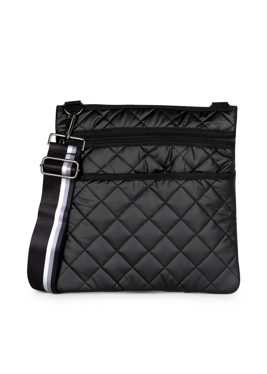Haute Shore | Black Quilted Puffer Messenger Crossbody Bag - Dani ...