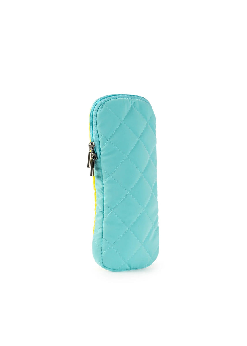 Haute Shore | Teal and Yellow Quilted Puffer Sunglasses Case - EV Turks ...