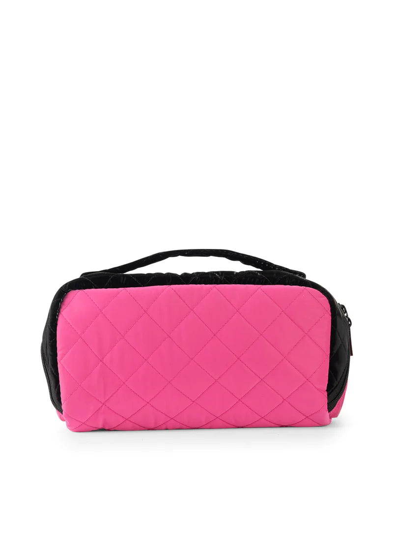 Haute Shore Black Pink Quilted Puffer Train Cosmetic Case - Tripp Rave ...