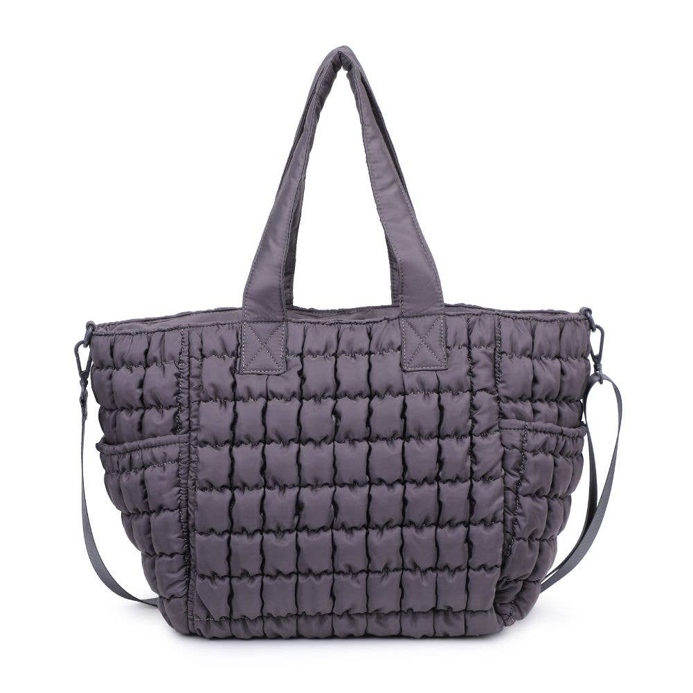Dreamer - Quilted Nylon Tote: Carbon– Pink Dot Styles